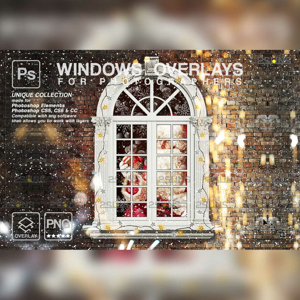 Window Frames Overlays Christmas Freeze Holiday photoshop - MasterBundles