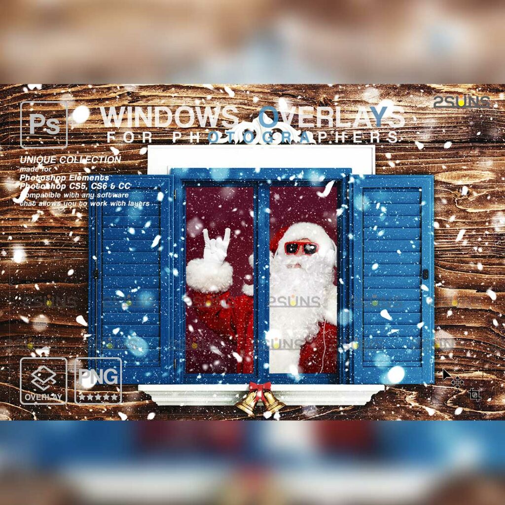 Window Frames Overlays Christmas Freeze Holiday photoshop - MasterBundles