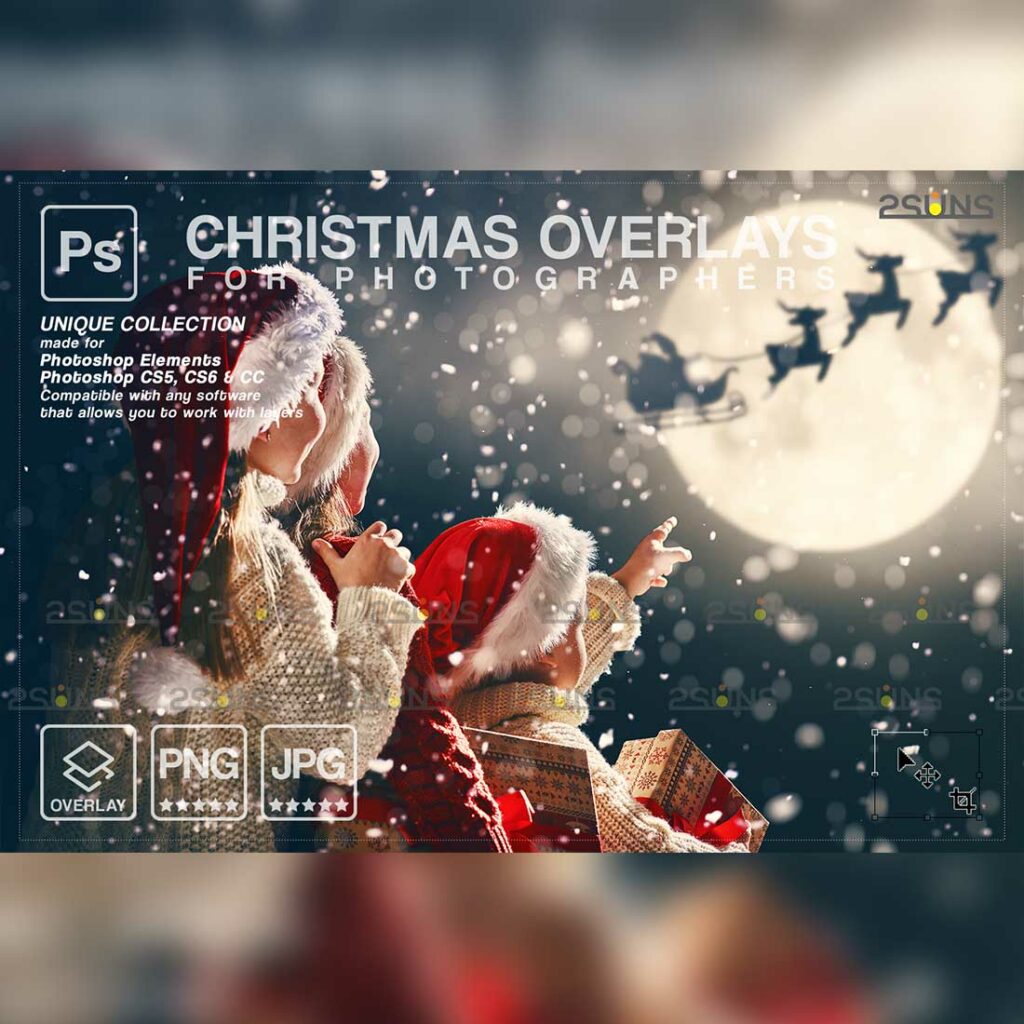 Christmas overlay, Sparkler overlay, Photoshop overlay - MasterBundles