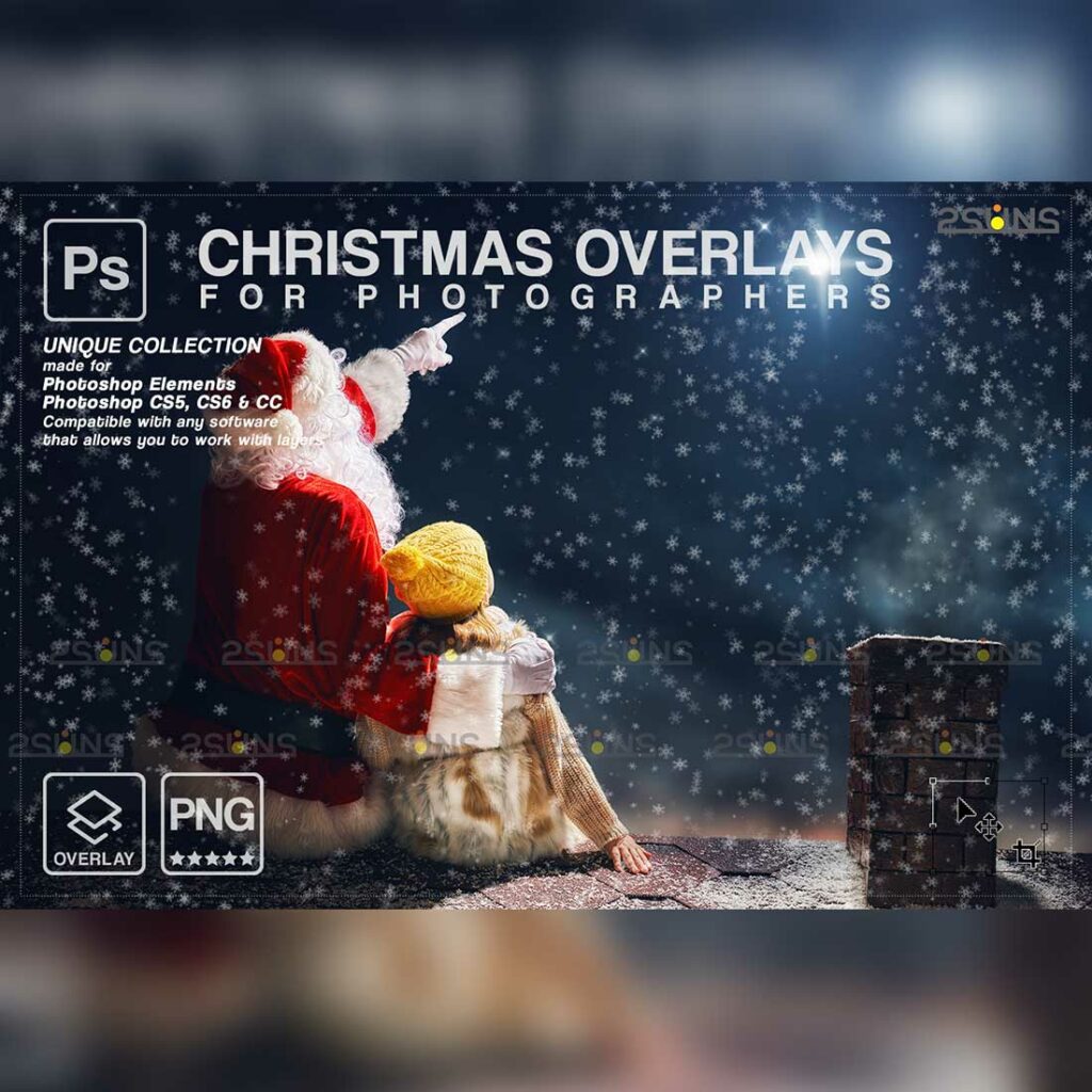 Christmas overlays, Photoshop overlay, Santa overlay - MasterBundles
