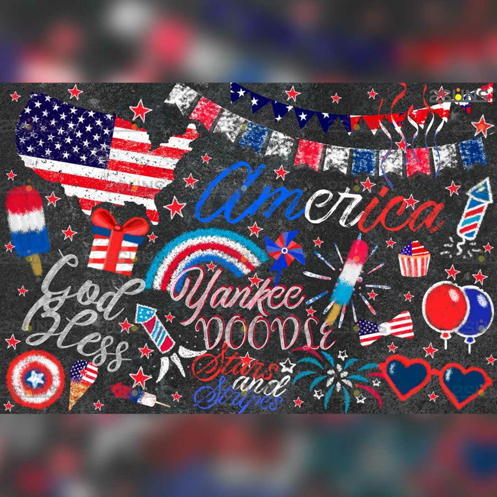 Chalk art overlay 4th of July, Photoshop overlay - MasterBundles