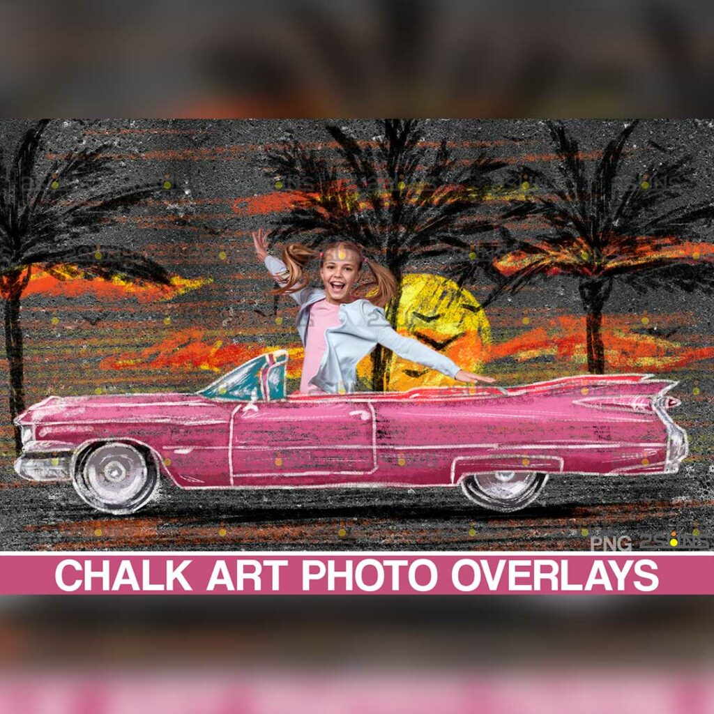 Overlay Fathers day Sidewalk Chalk art, Car chalk - MasterBundles