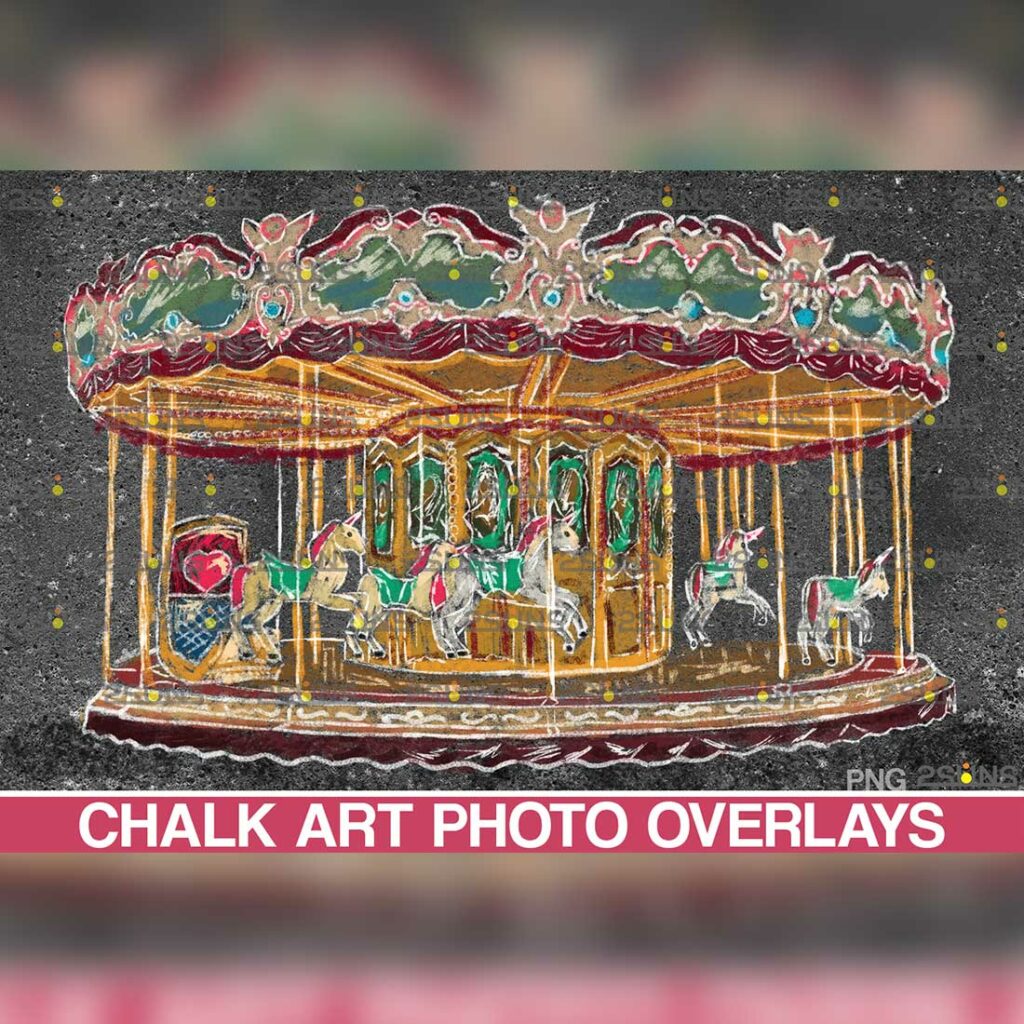 Overlay Carousel Sidewalk Chalk art photoshop overlays - MasterBundles