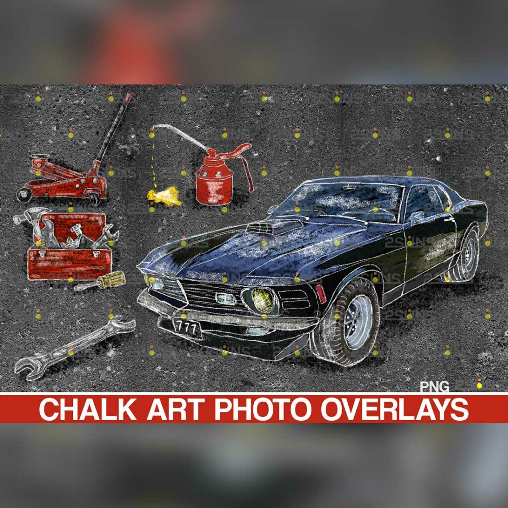 Overlay Car Set Fathers Day Sidewalk Chalk Art - MasterBundles