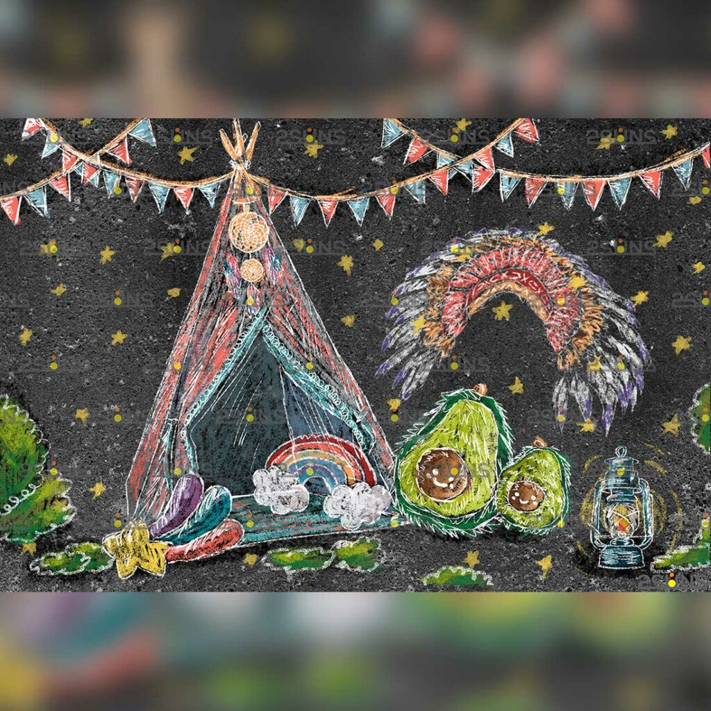 Sidewalk Chalk Overlay, Teepee Tent Chalk art overlay - MasterBundles