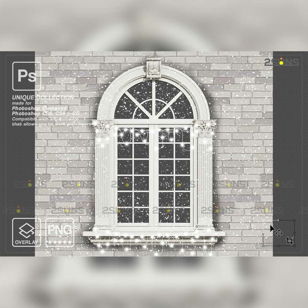 Window Frames Overlays Christmas Freeze Holiday photoshop - MasterBundles