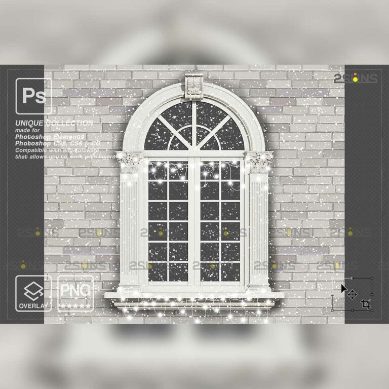 Window Frames Overlays Christmas Freeze Holiday photoshop - MasterBundles