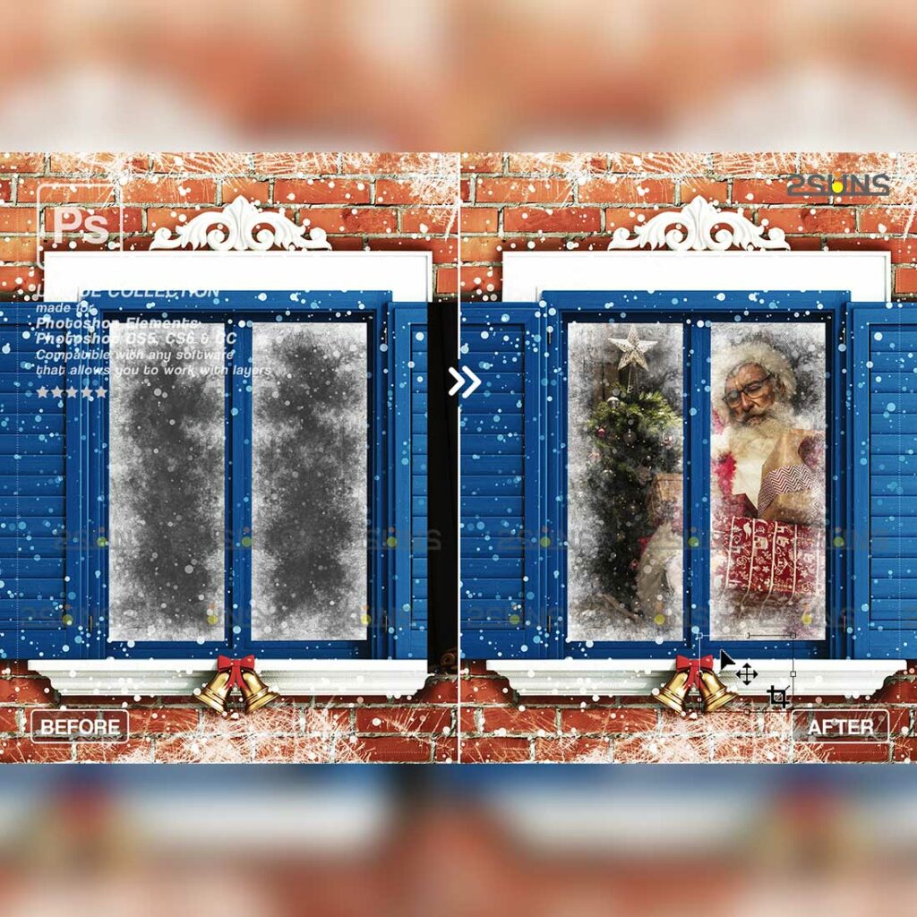 Window Frames Overlays Christmas Freeze Holiday photoshop - MasterBundles