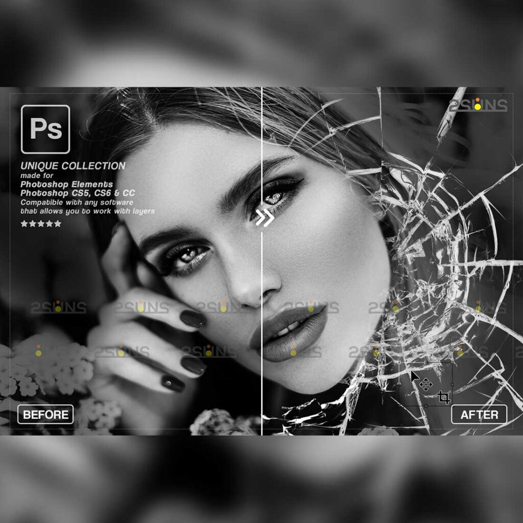 Broken Glass Photoshop Overlay, Halloween Photoshop overlay - MasterBundles