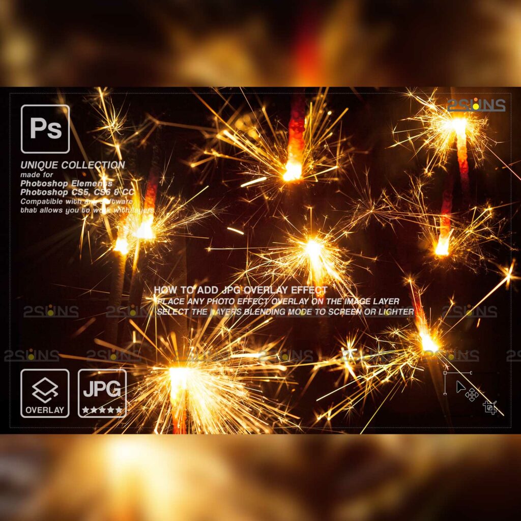 Sparkler overlay, Christmas overlay, Photoshop overlay - MasterBundles