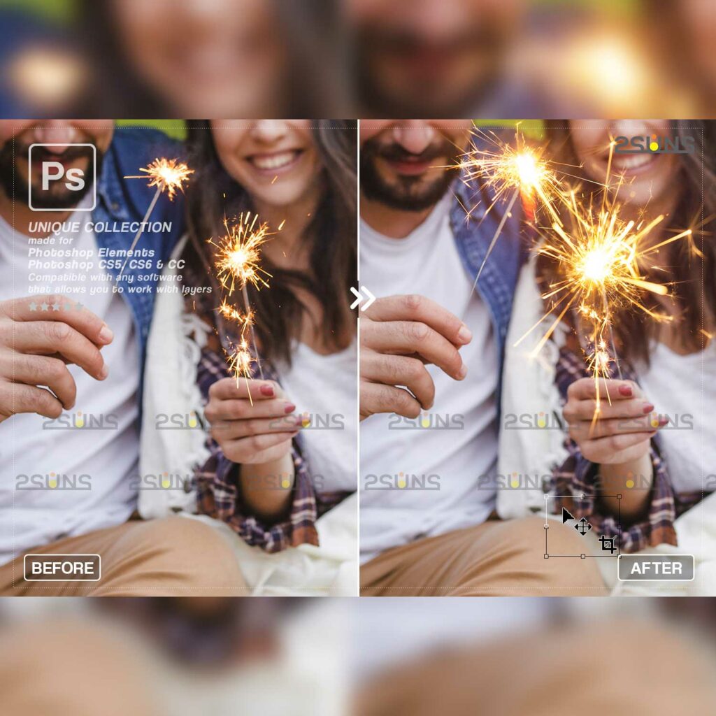 Sparkler overlay, Christmas overlay, Photoshop overlay - MasterBundles