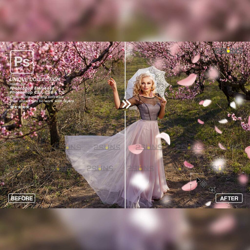 Falling Rose Petals Photo Overlays , Pink petals png - MasterBundles