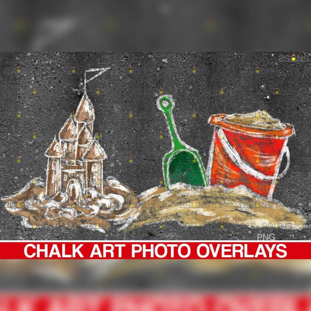 Sidewalk Chalk art Overlay, Summer backdrop and Beach Chalk - MasterBundles