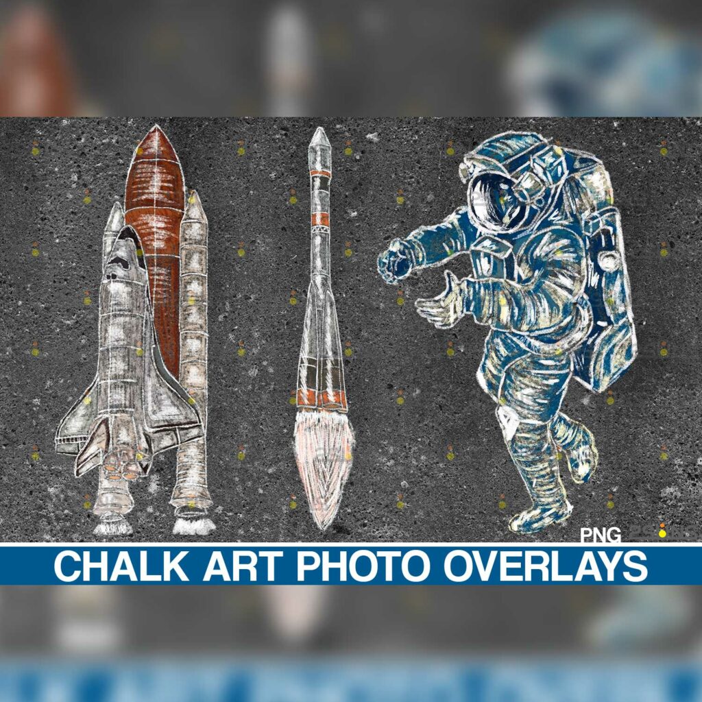 Chalk art overlay Space Explorer Photoshop - MasterBundles