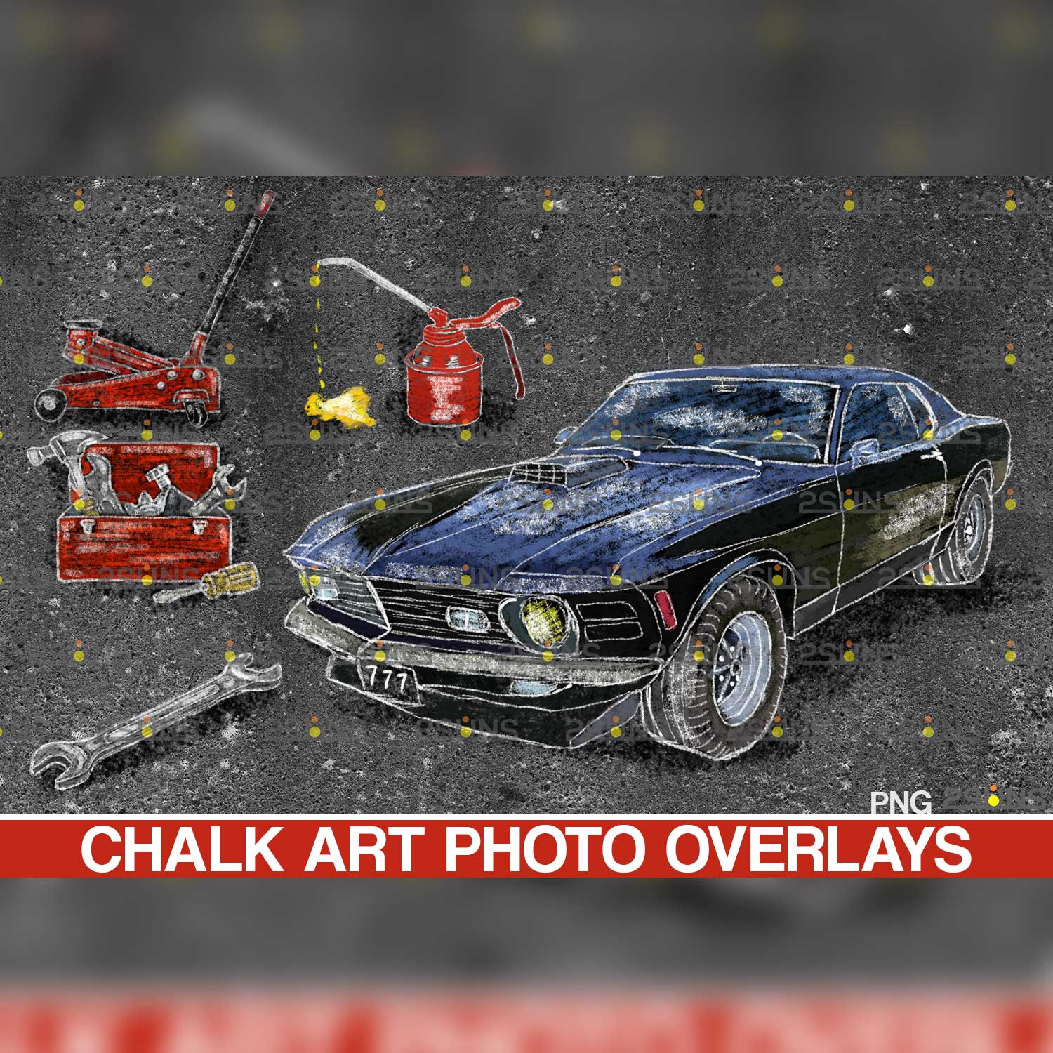 Overlay Car Set Fathers Day Sidewalk Chalk Art - MasterBundles