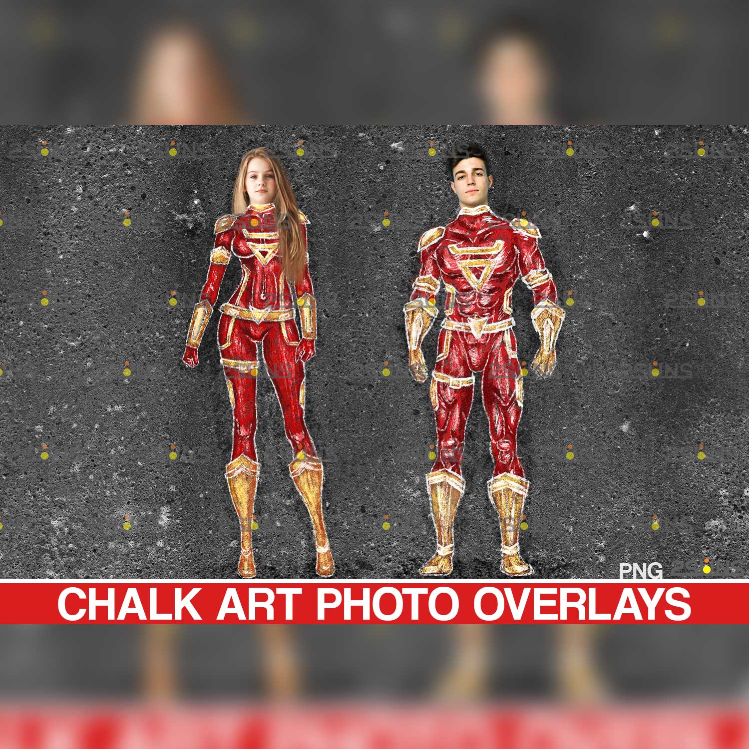 Sidewalk chalk overlay comics, superhero overlay tiza - MasterBundles