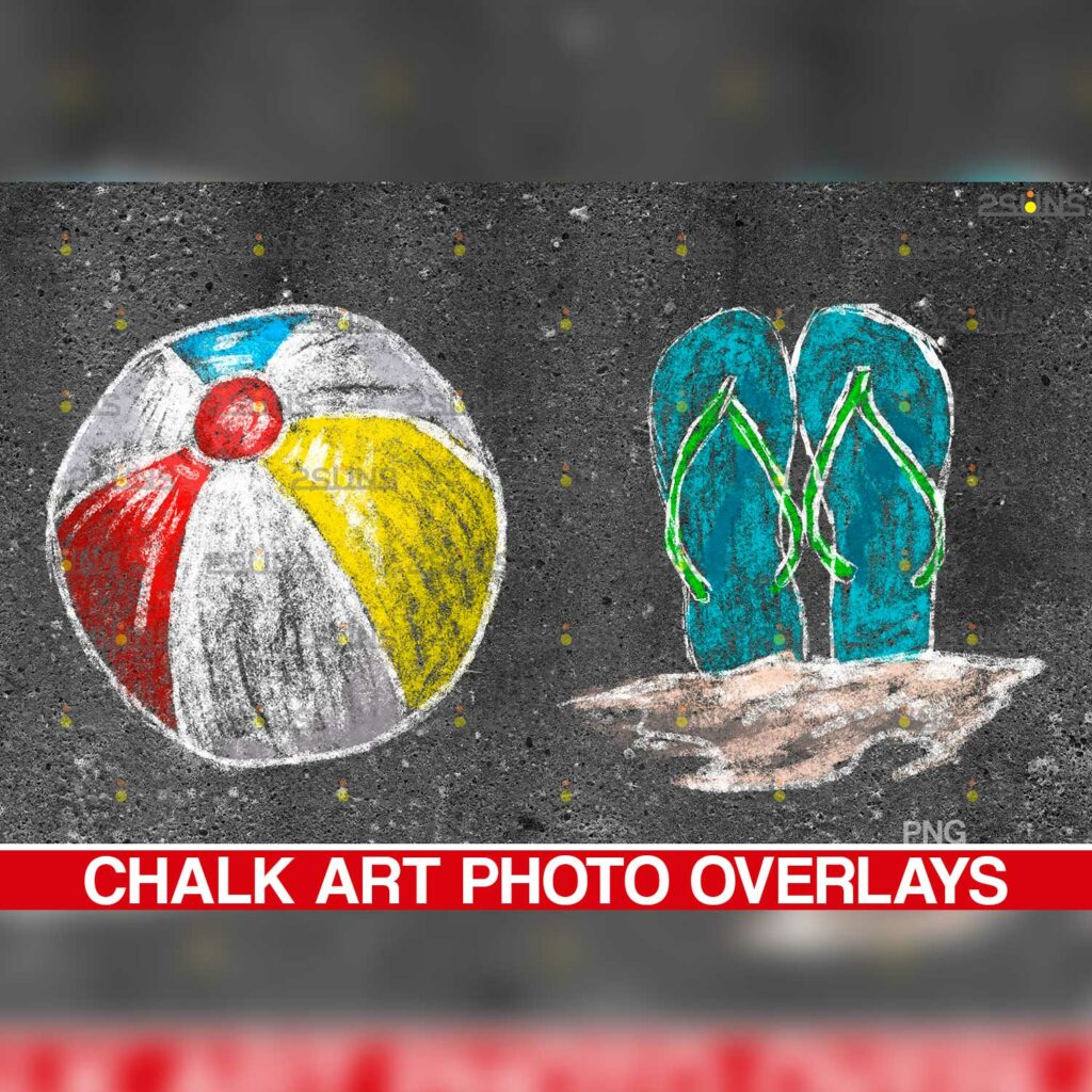 Sidewalk Chalk art Overlay, Summer backdrop and Beach Chalk - MasterBundles