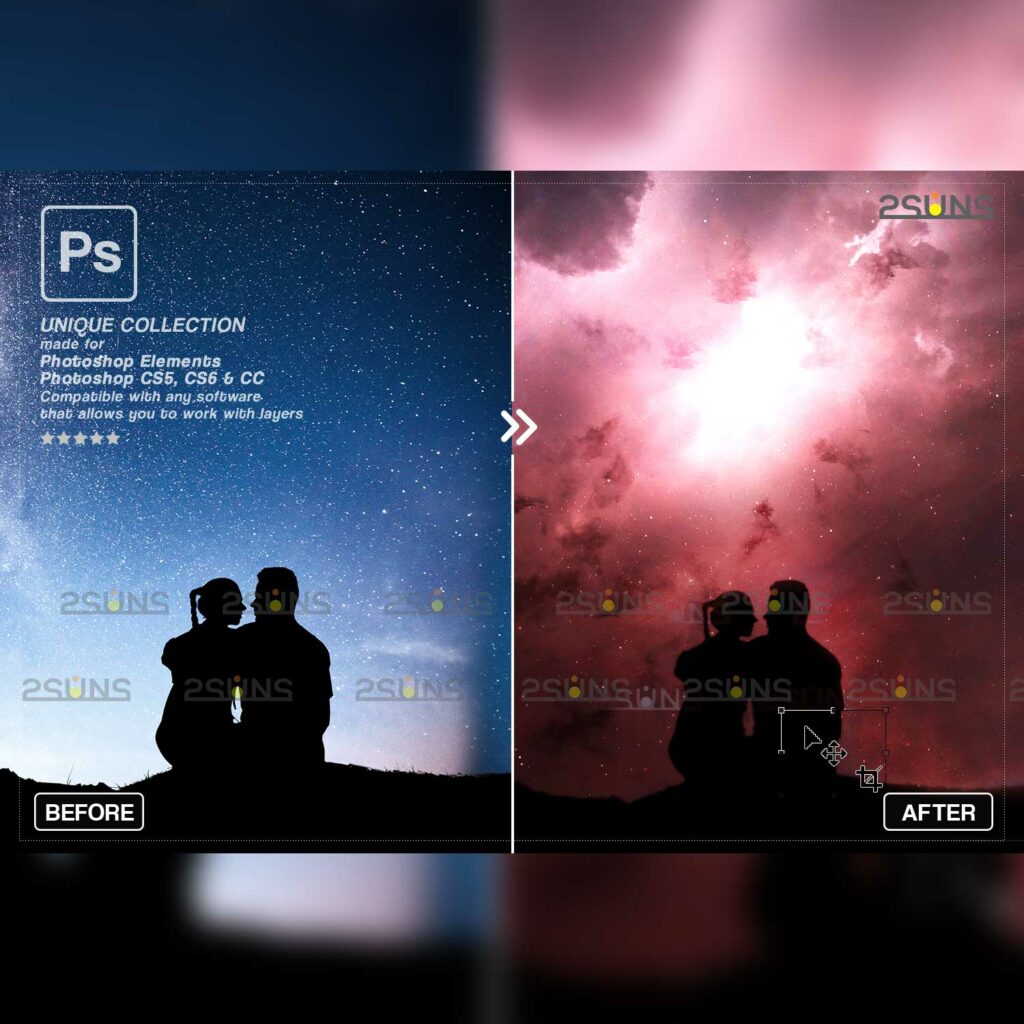 Night Sky Overlays, Pastel sky, sky overlay textures - MasterBundles