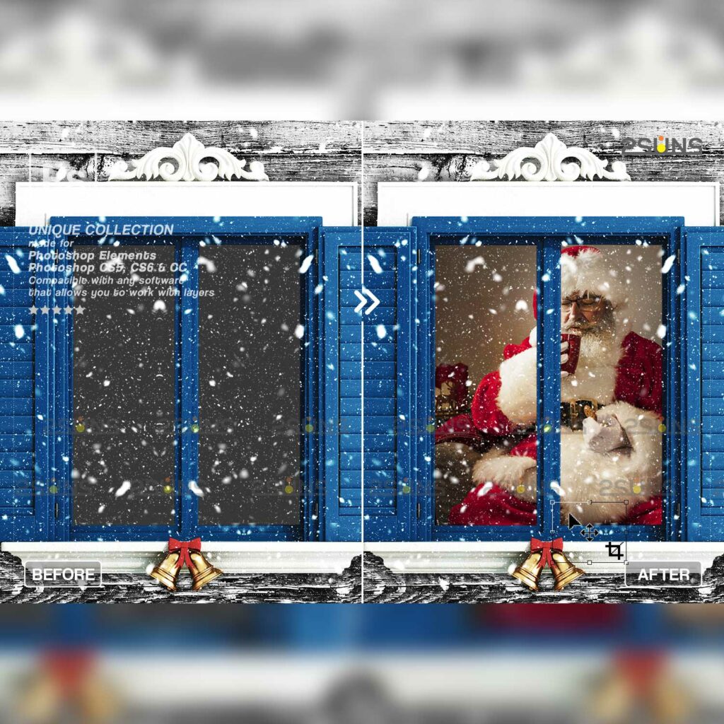 Window Frames Overlays Christmas Freeze Holiday photoshop - MasterBundles