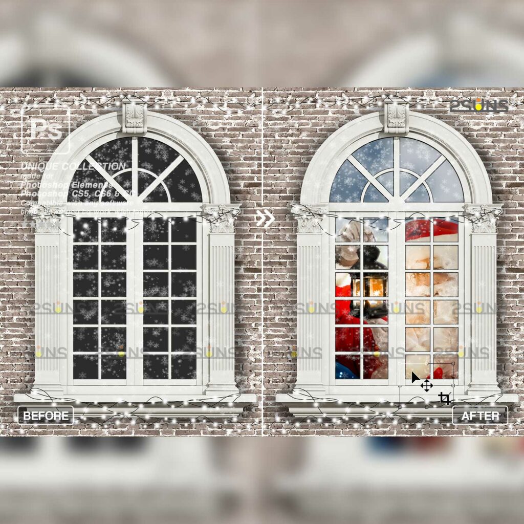 Window Frames Overlays Christmas Freeze Holiday photoshop - MasterBundles