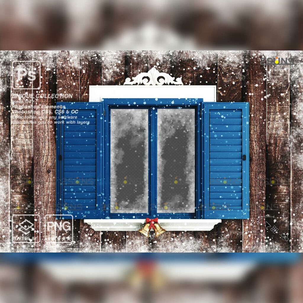 Window Frames Overlays Christmas Freeze Holiday photoshop - MasterBundles