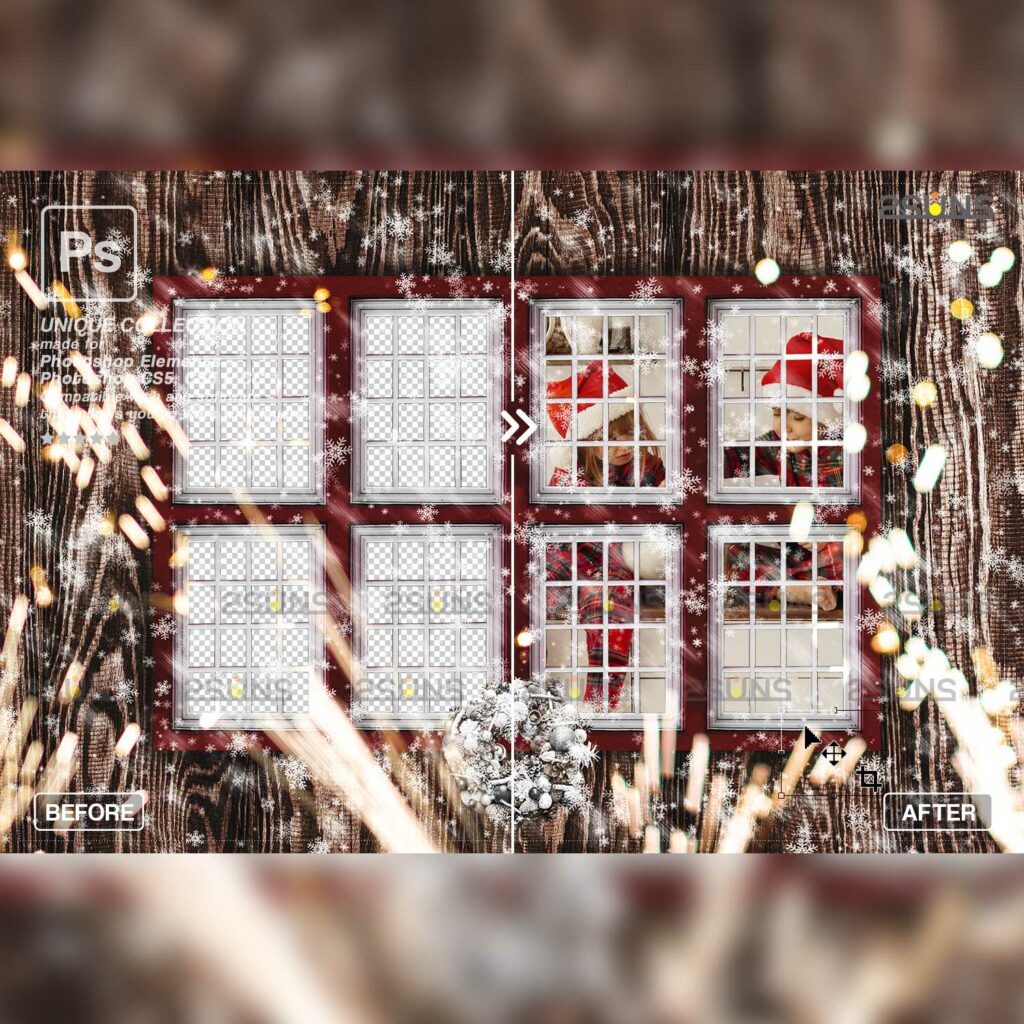 Window Frames Overlays, Christmas Freeze Holiday photoshop - MasterBundles