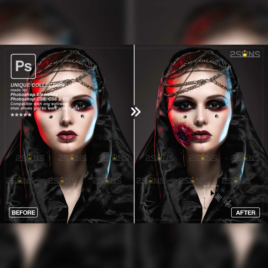 Wounds and scars Blood splatter photoshop overlay - MasterBundles