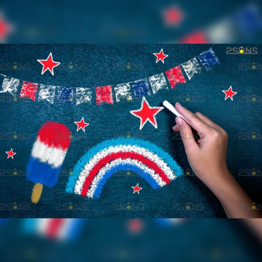 Chalk art overlay 4th of July, Photoshop overlay - MasterBundles