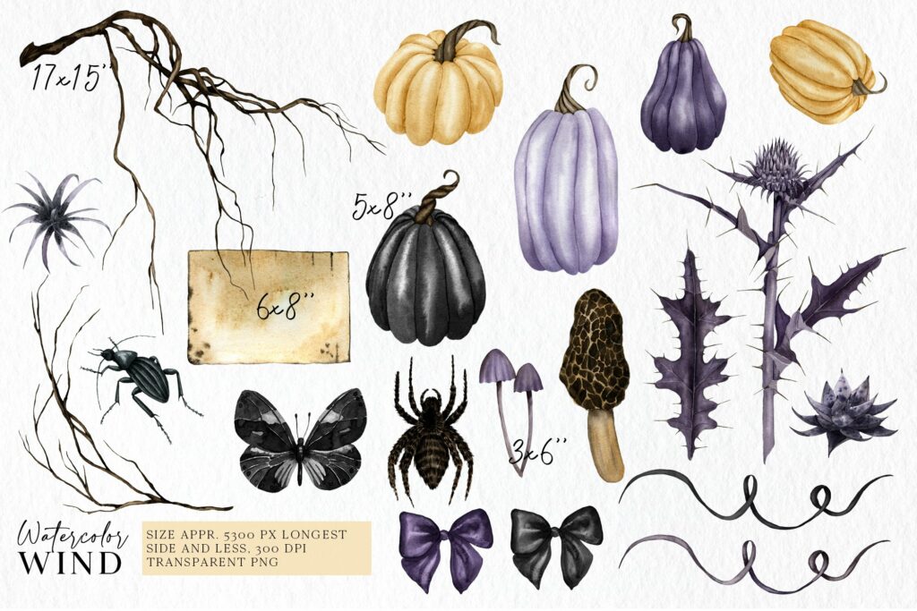 Watercolor Halloween Clipart | Master Bundles