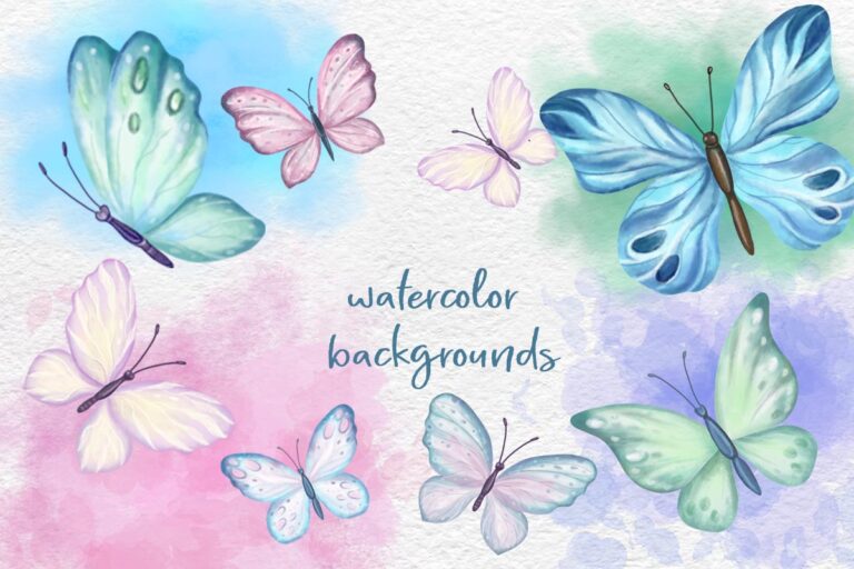 Pastel butterflies. Clipart - MasterBundles