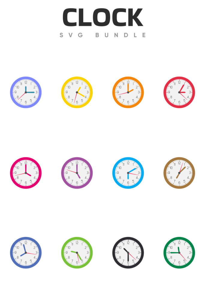 12 Clock SVG designs – MasterBundles