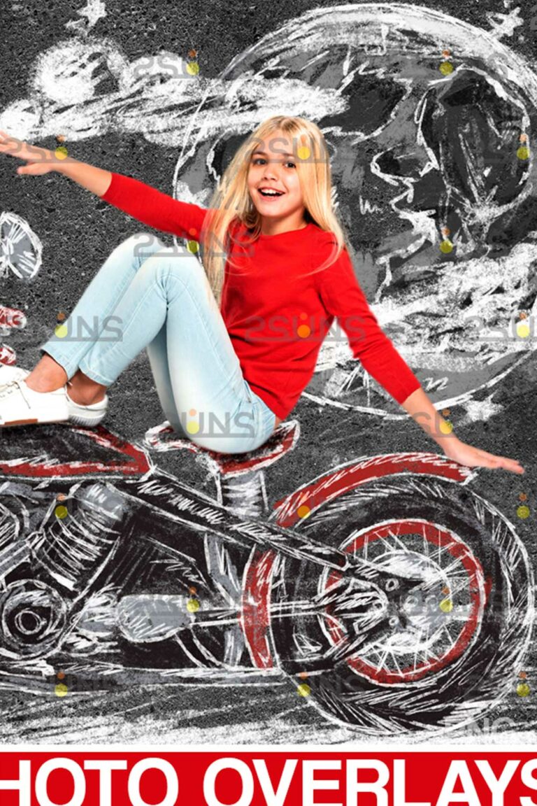 Overlay Fathers day Sidewalk Chalk art, Motorbike chalk - MasterBundles