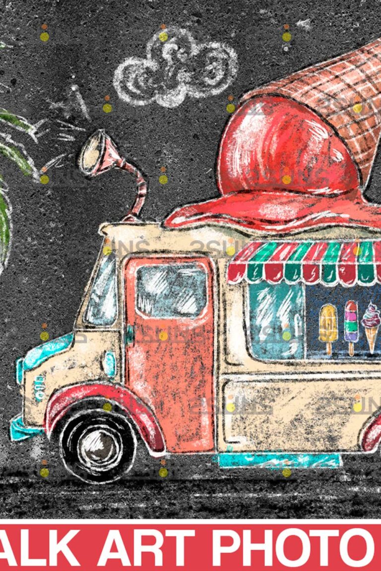Ice cream chalk art overlay, Photoshop overlay - MasterBundles