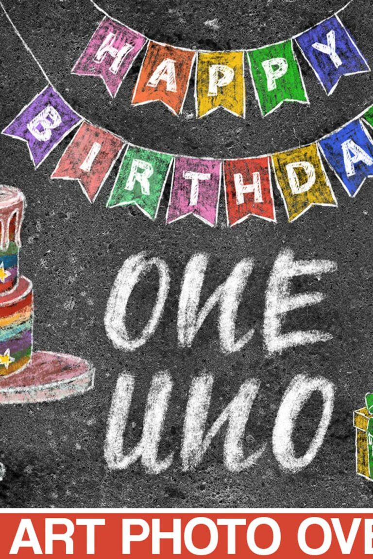 Birthday chalk art overlays, Photoshop overlay - MasterBundles