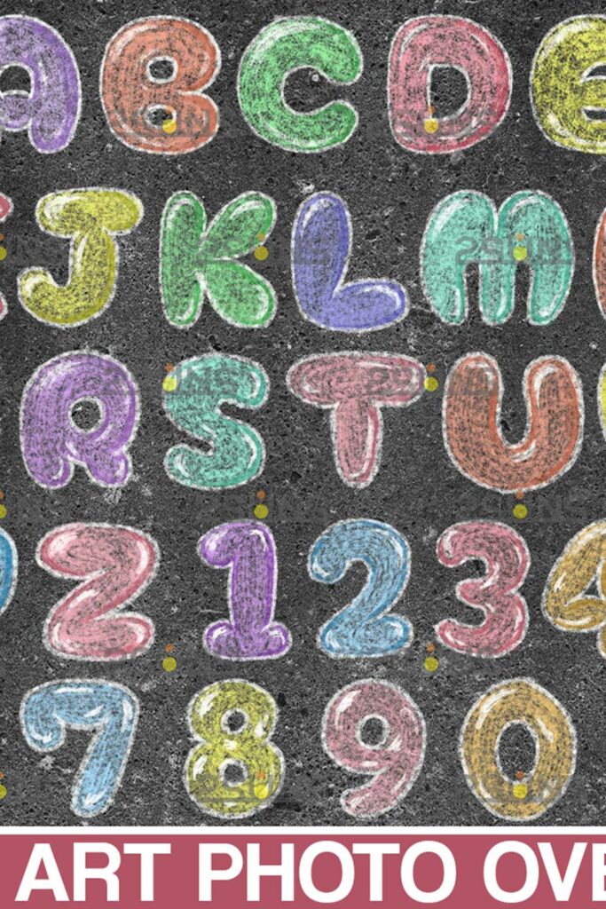 Chalkboard alphabet clipart, Photoshop overlay Chalk art - MasterBundles