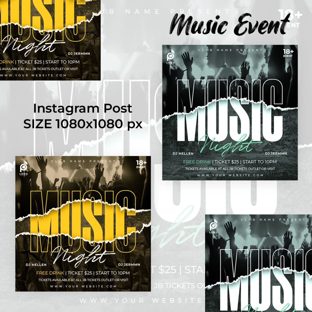 Music Event Instagram Post Design - MasterBundles