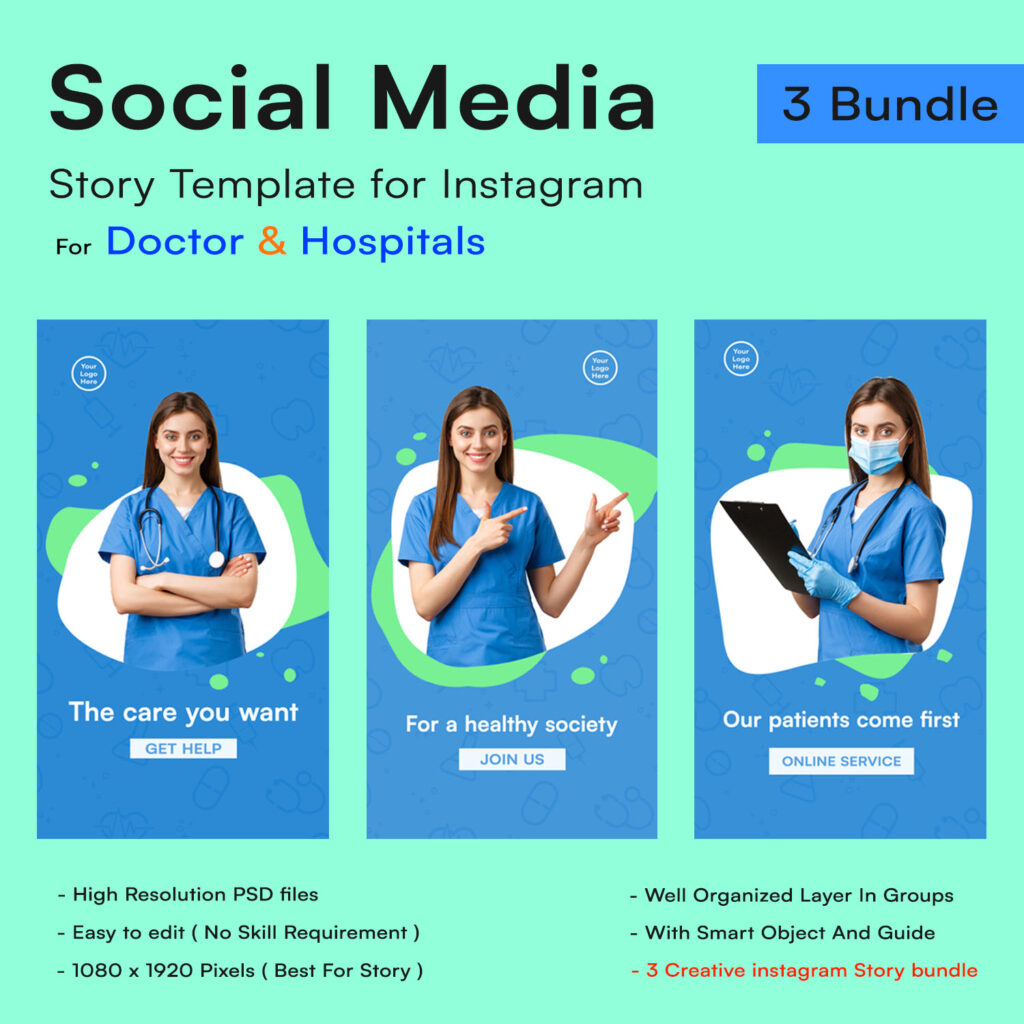 3 Doctor Instagram Story Templates - MasterBundles