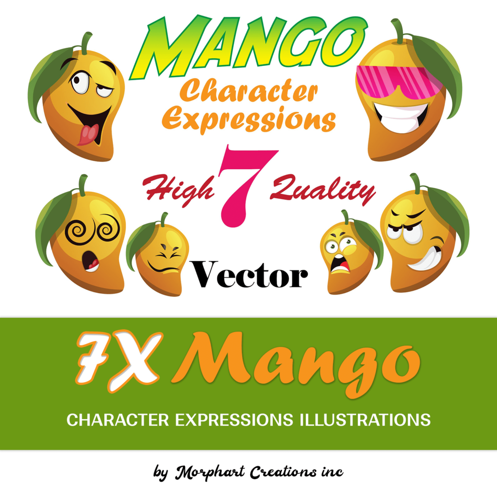 7X Mango Character Expressions Illustrations – MasterBundles