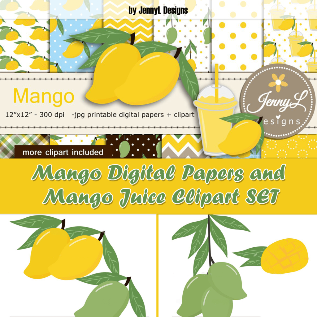 Mango Digital Papers and Mango Juice Clipart SET – MasterBundles