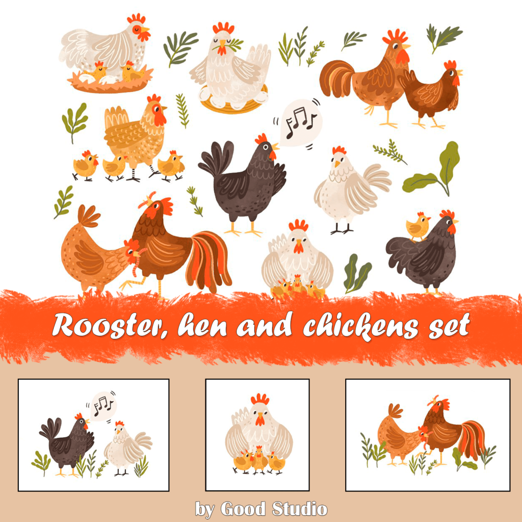 Chicken SVG Bundle Hand Drawn Rooster | Master Bundles