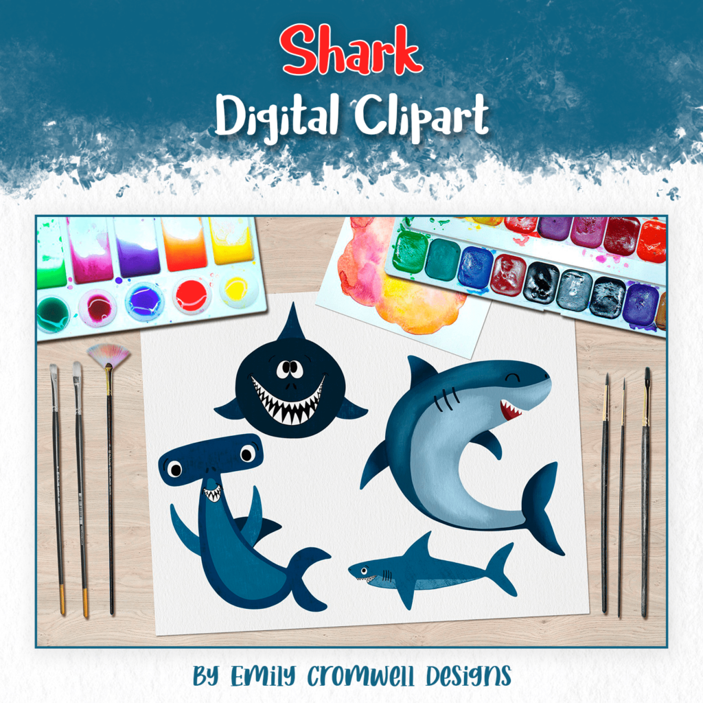Watercolor Shark PNG Clipart – MasterBundles