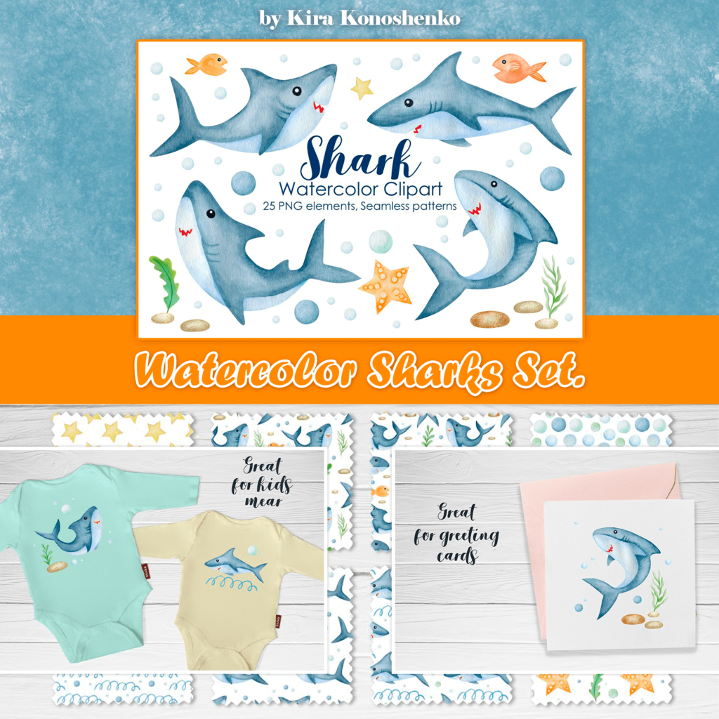 Watercolor Shark Species Clipart – MasterBundles