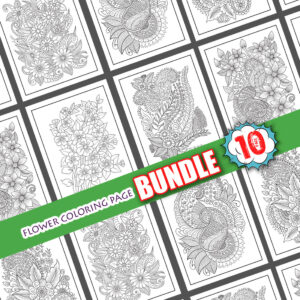 50 Flowers Coloring Pages Bundle- KDP | MasterBundles
