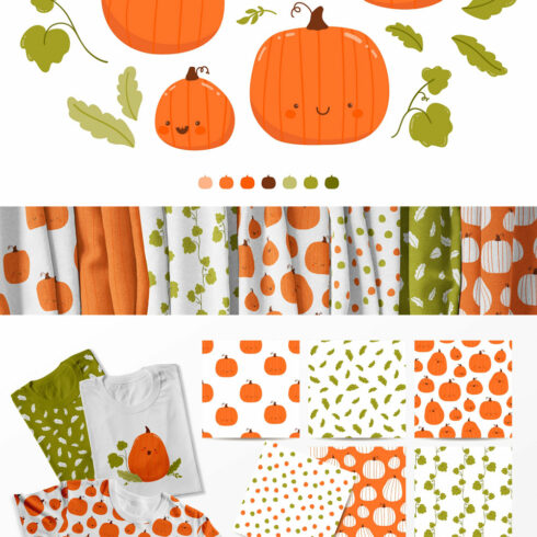 Happy pumpkins. Clipart and patterns | MasterBundles