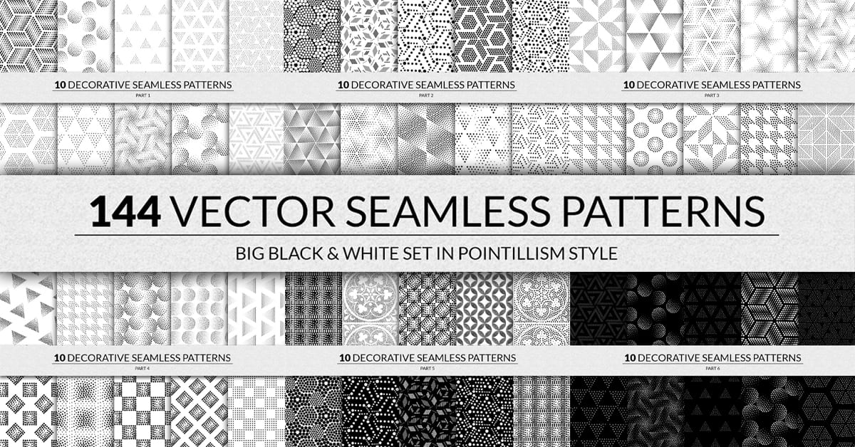 144 Seamless Pointillism Patterns – MasterBundles