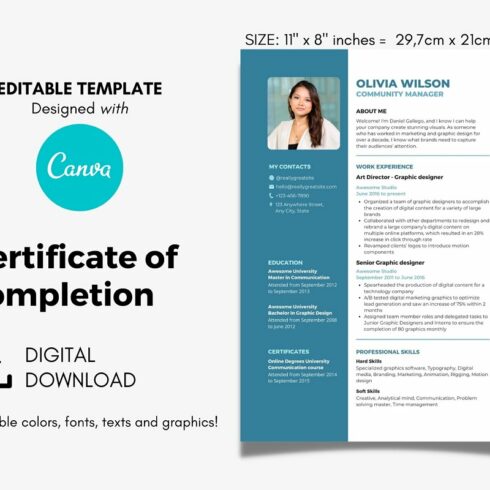 Resume Canva Template, Printable A4 | Master Bundles