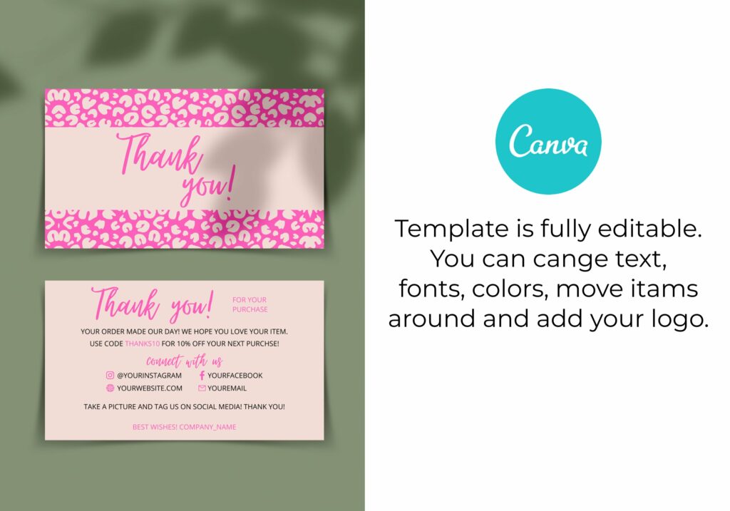 Pink Thank You Card Template – MasterBundles