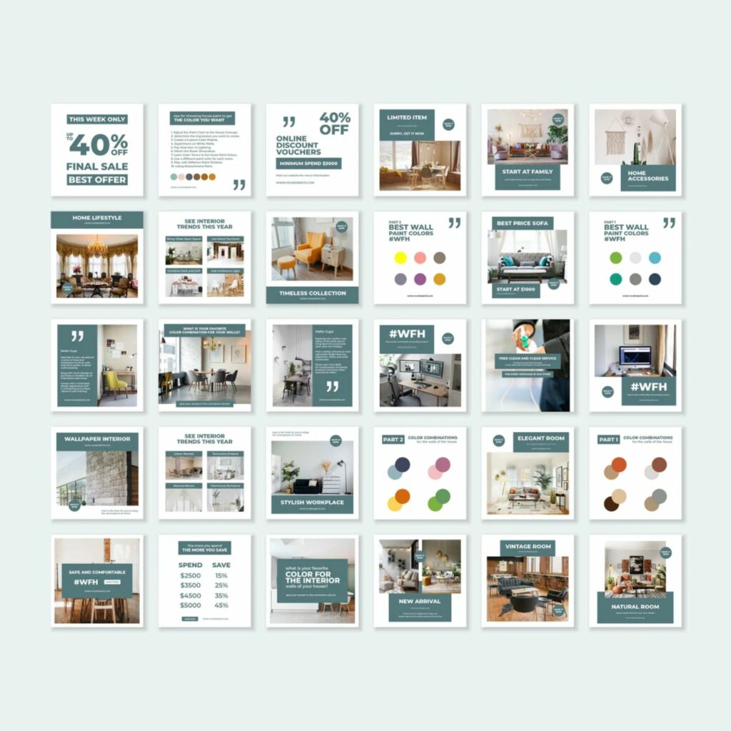 Social Media Marketing Templates Home Decor Free Story and Icon Social ...