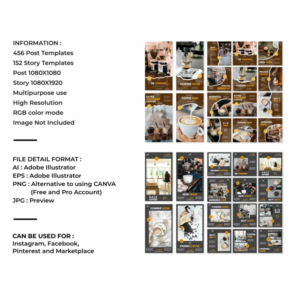 Social Media Bundle Template for Coffee Shop - MasterBundles