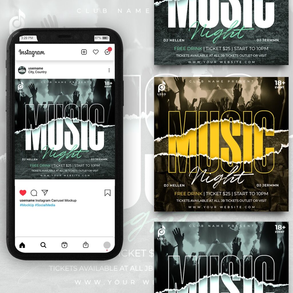 Music Event Instagram Post Design - MasterBundles